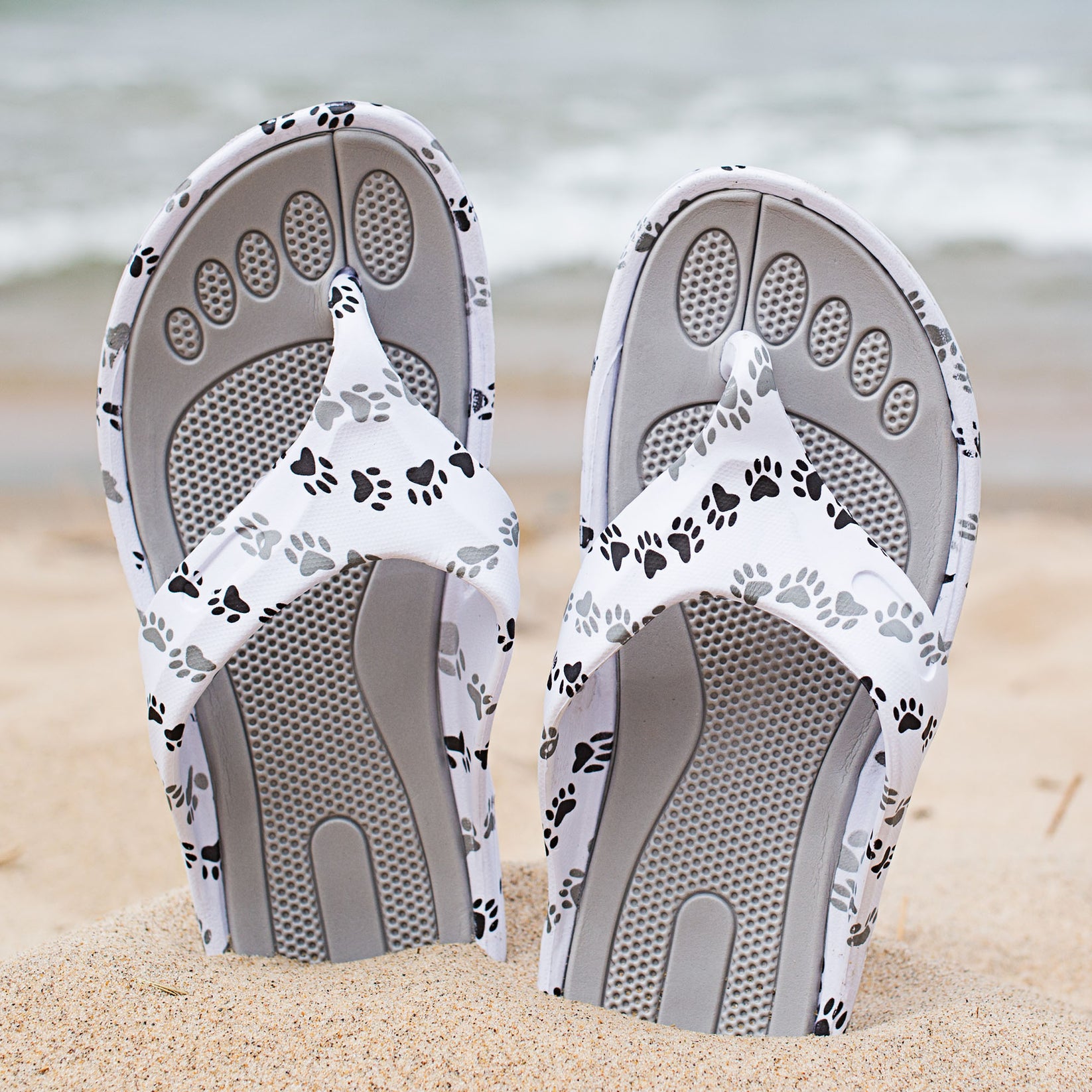 Women's Walking Paws Flip Flops | Paw Print Sandals | The Animal Rescue ...