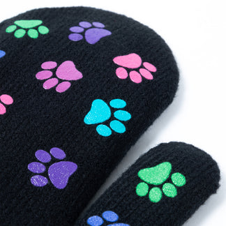 Pretty Paw Print Fleece-Lined Mittens | The Animal Rescue Site