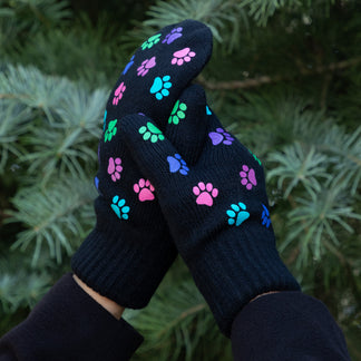 Pretty Paw Print Fleece-Lined Mittens | The Animal Rescue Site