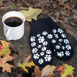 Pretty Paw Print Fleece-Lined Mittens | The Animal Rescue Site