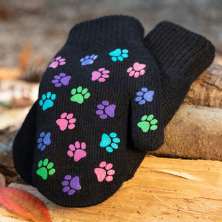 Pretty Paw Print Fleece-Lined Mittens | The Animal Rescue Site