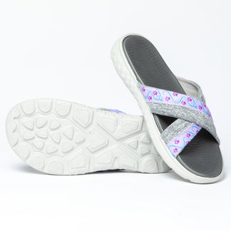 Cross Top Paw Print Slide Sandals | The Animal Rescue Site