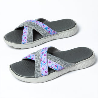 Cross Top Paw Print Slide Sandals | The Animal Rescue Site