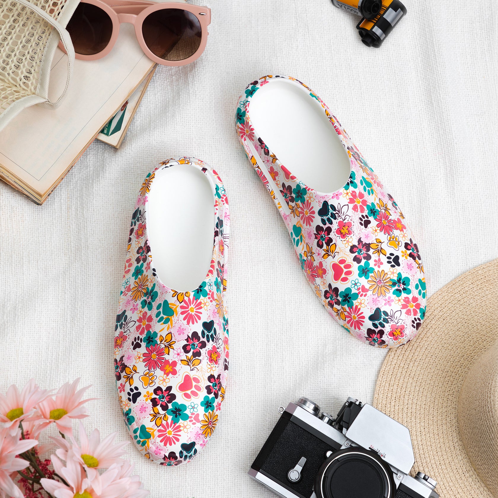 Paw Print Vented Lightweight Slip-On Clogs | The Animal Rescue Site