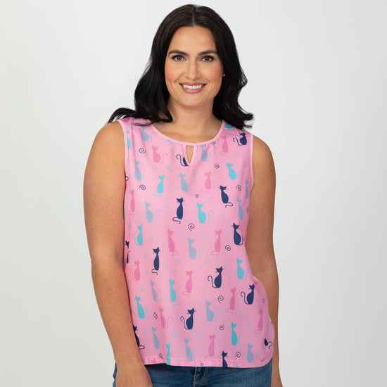 Cat & Paws Keyhole Sleeveless Top | The Animal Rescue Site