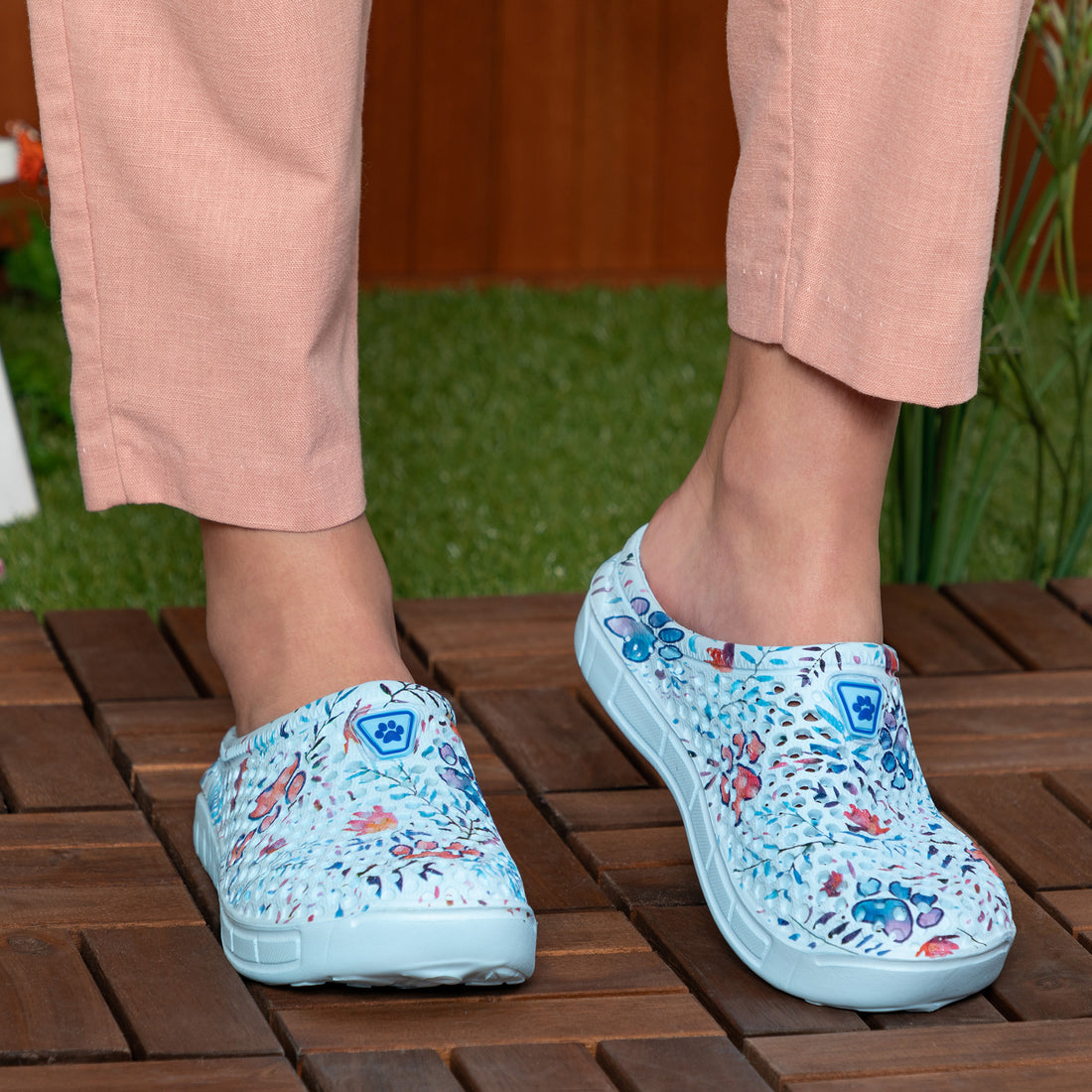 Women's Colorful Paw Print Lightweight Slip-On Clogs | The Animal ...