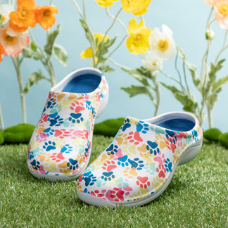 Women's Paw Print Garden Clogs | The Animal Rescue Site