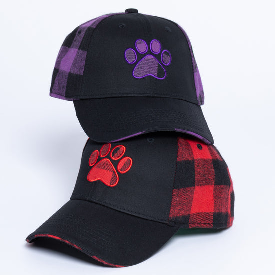 Paw Print Plaid Baseball Hat | The Animal Rescue Site