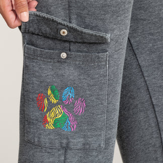 Paw Print Burnout Cargo Pocket Pants | The Animal Rescue Site