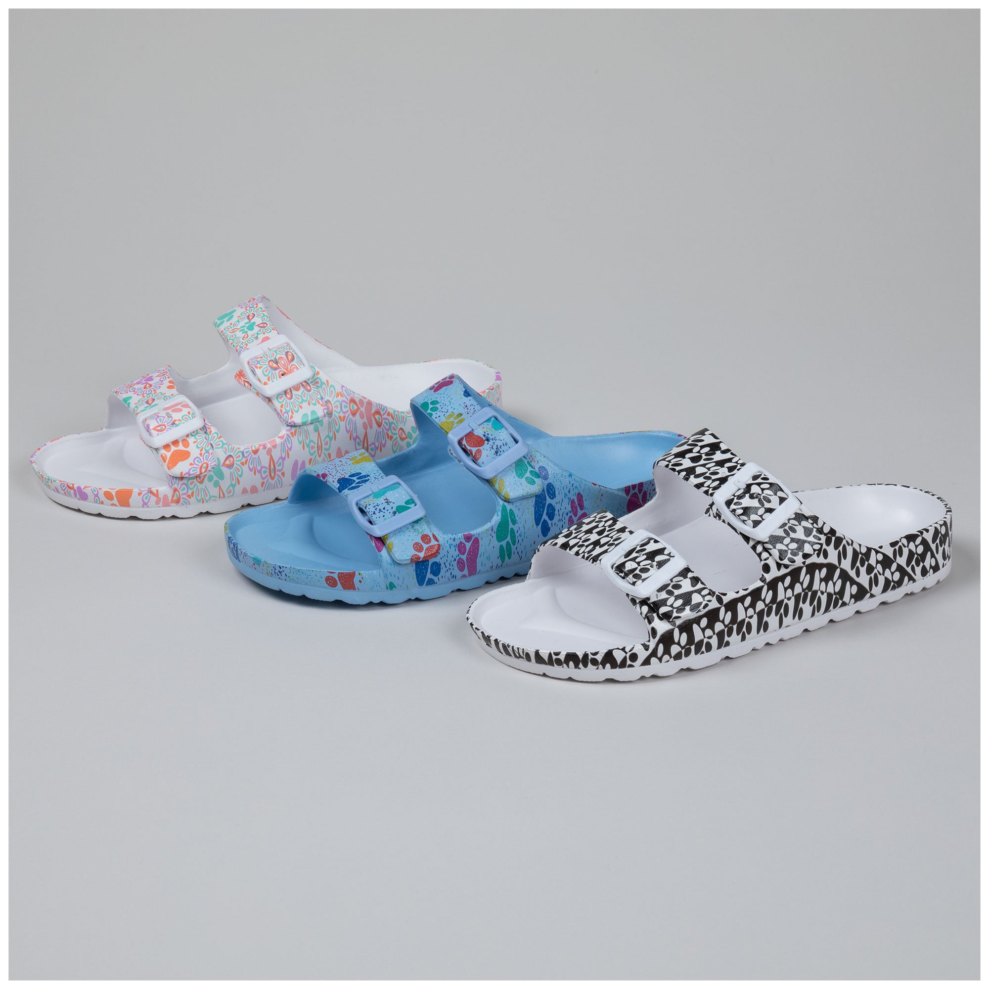 Paw Print Double Buckle Slide Sandals | The Animal Rescue Site