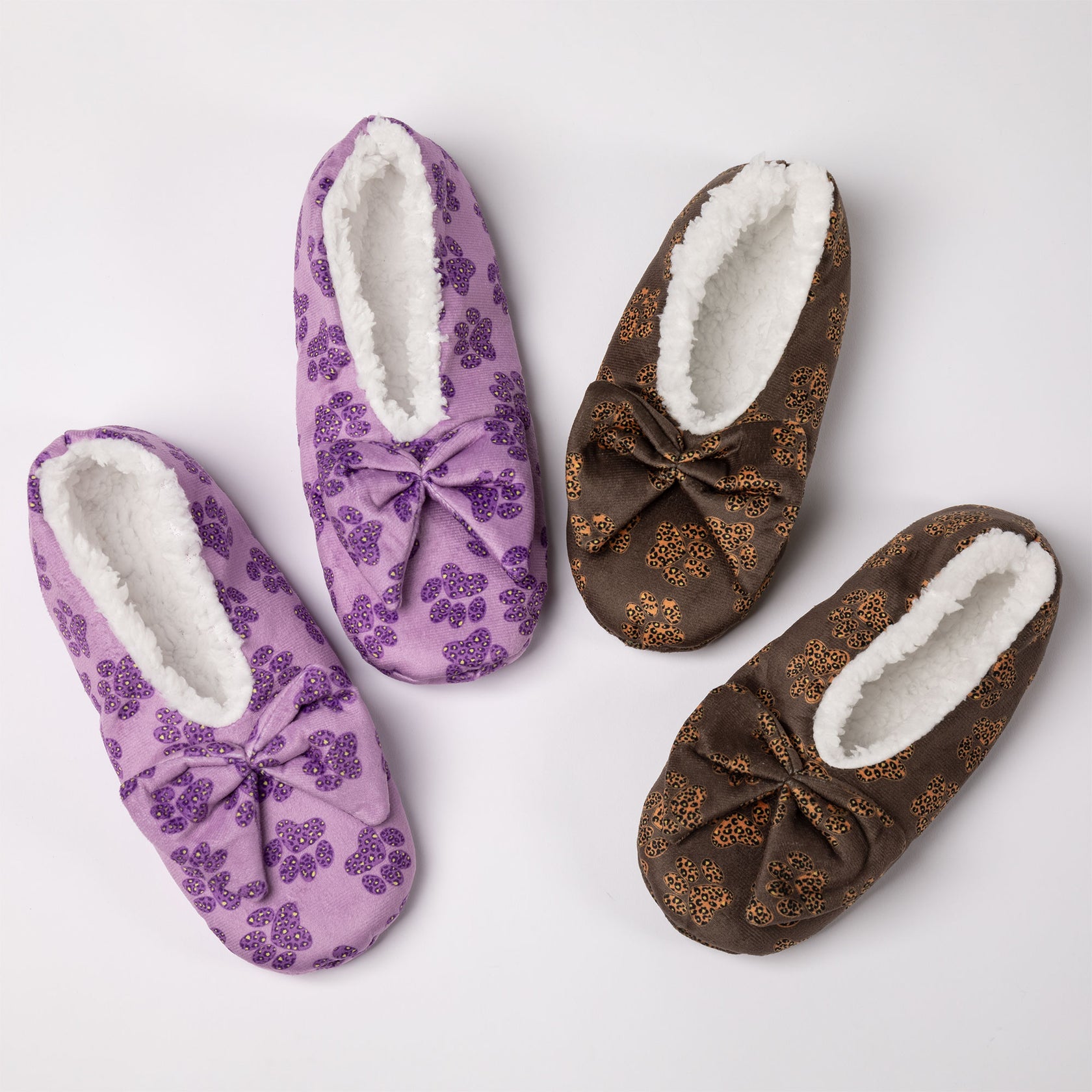Super Cozy™ Leopard Paw Slippers With Large Bow | The Animal Rescue Site