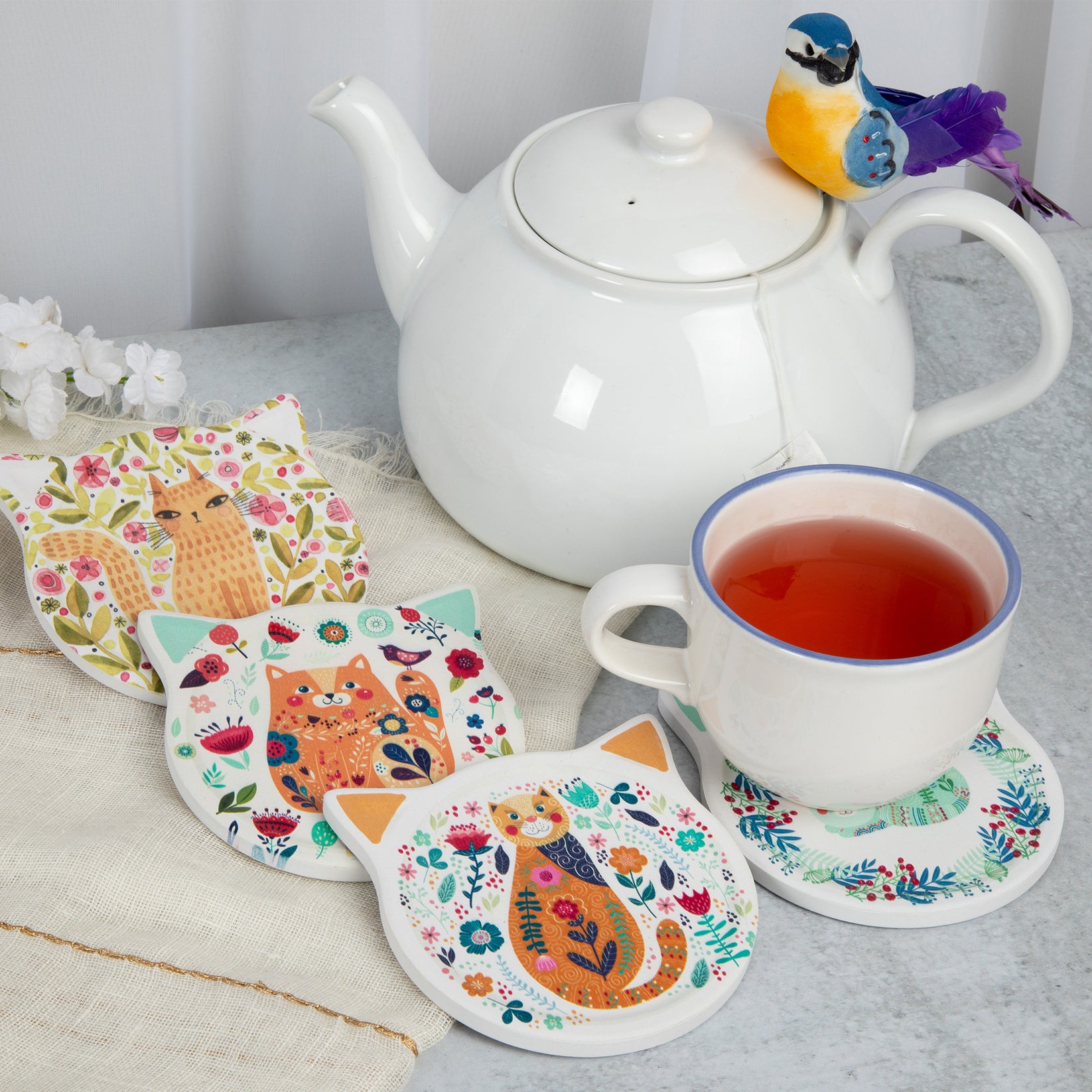 Cat Beauty Water Absorbent Coasters - Set of 4 | The Animal Rescue Site