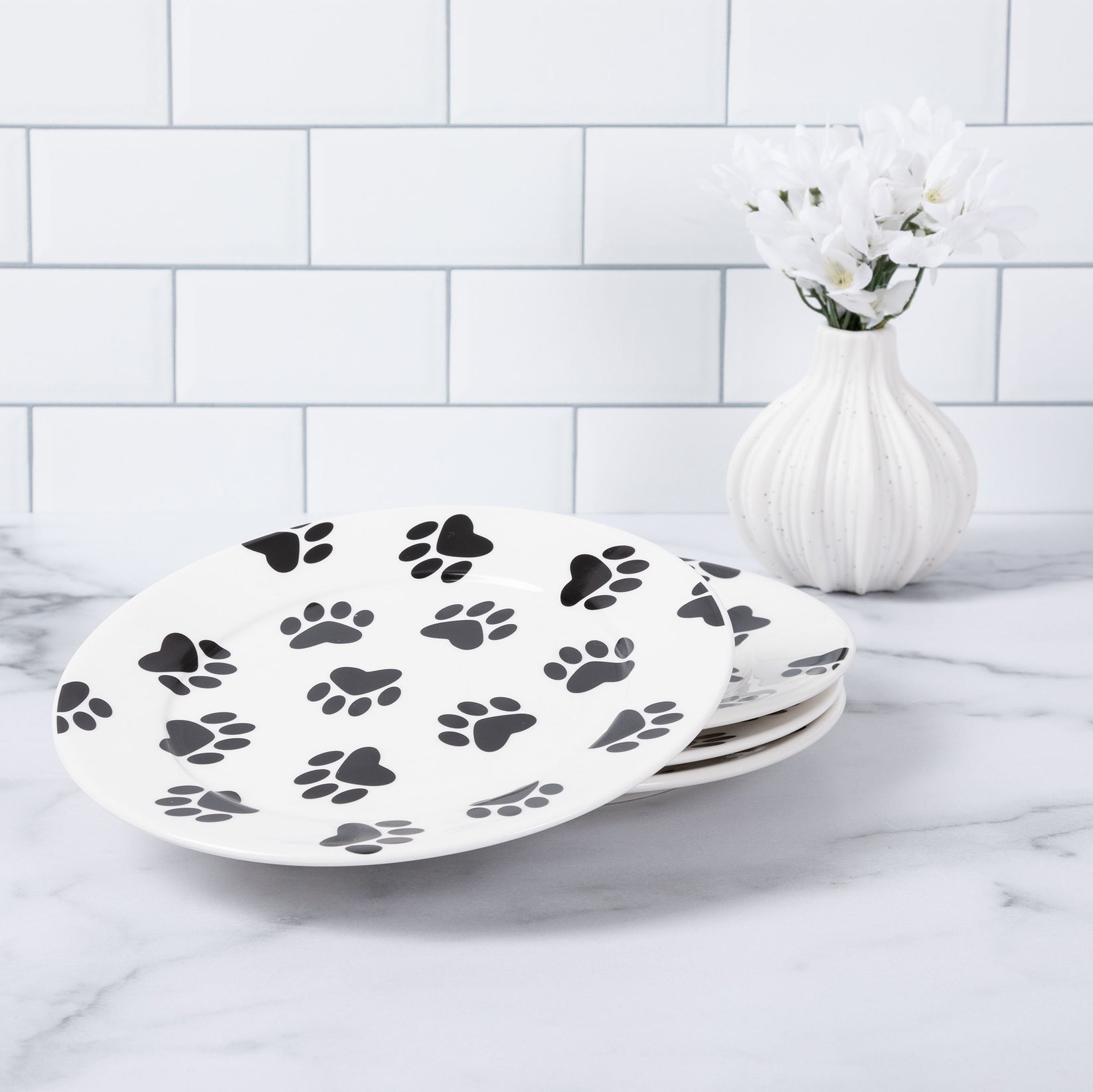 Paw Print Salad Plates - Set of 4 | The Animal Rescue Site