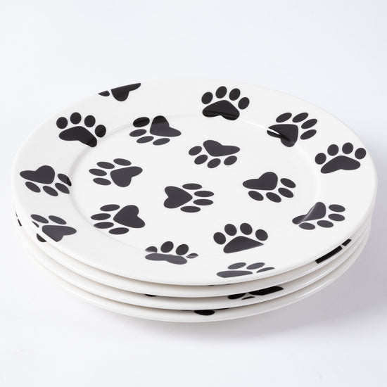 Paw Print Salad Plates - Set of 4 | The Animal Rescue Site