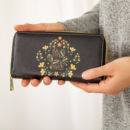 Floral Paw Zip Around Wallet | The Animal Rescue Site